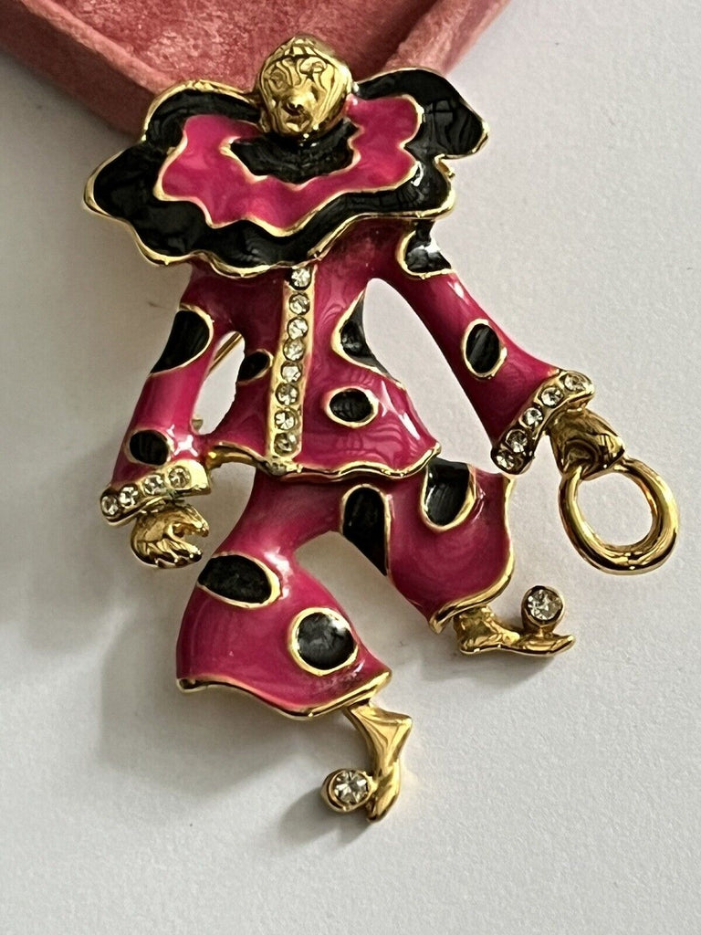 Vintage Gold Tone Pink Enamel Diamante Articulated Clown – ANTIQUES & CHIC